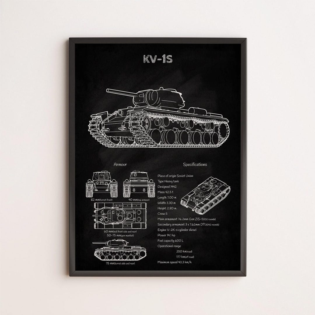 KV-1S Tank Blueprint Poster | WWII Soviet Heavy Tank Wall Art for ...