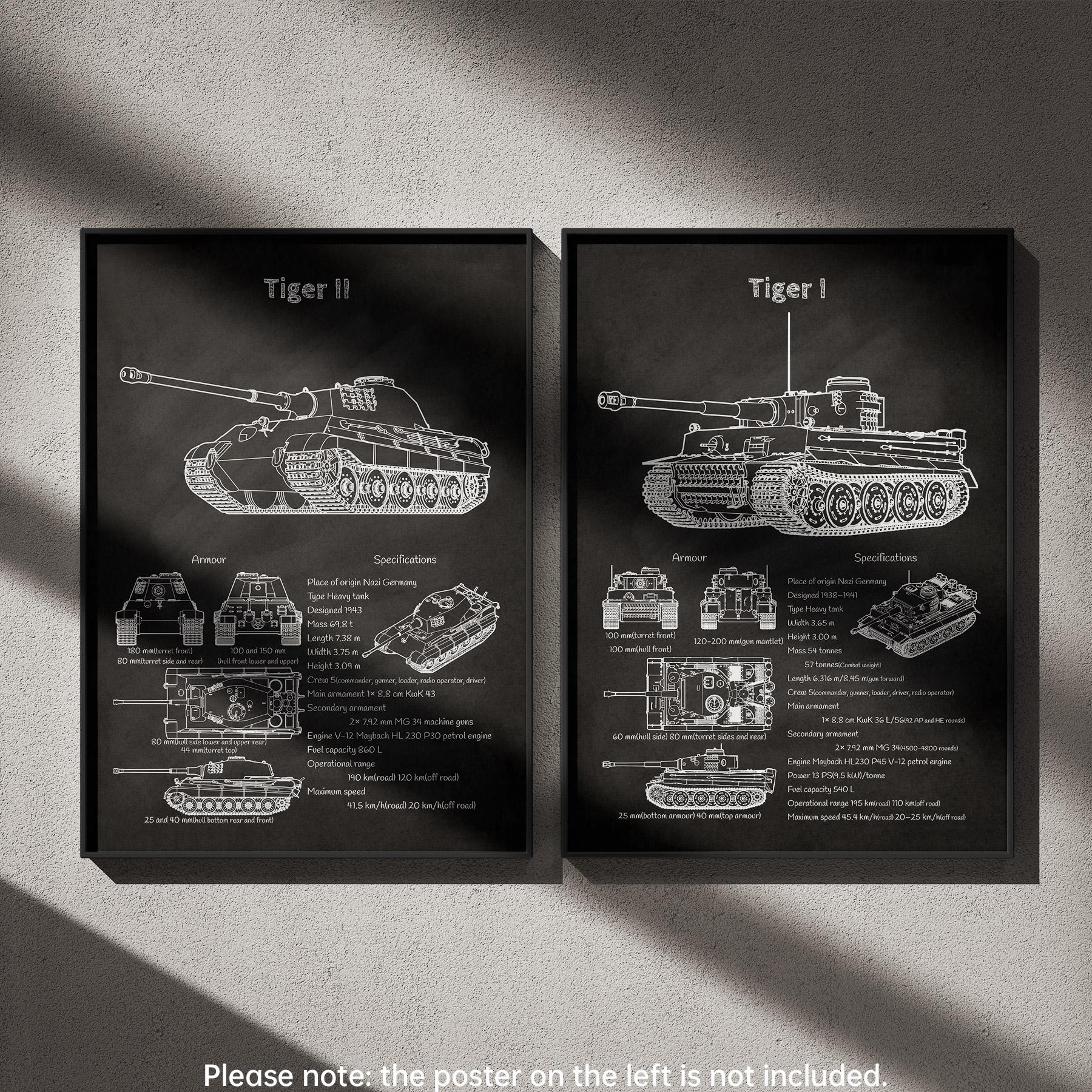 Tiger I Tank Blueprint Poster — WWII German Heavy Tank Wall Art for ...