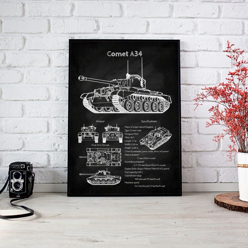 UK Comet A34 Tank WW2 Blueprint Poster Wall Art - Etsy