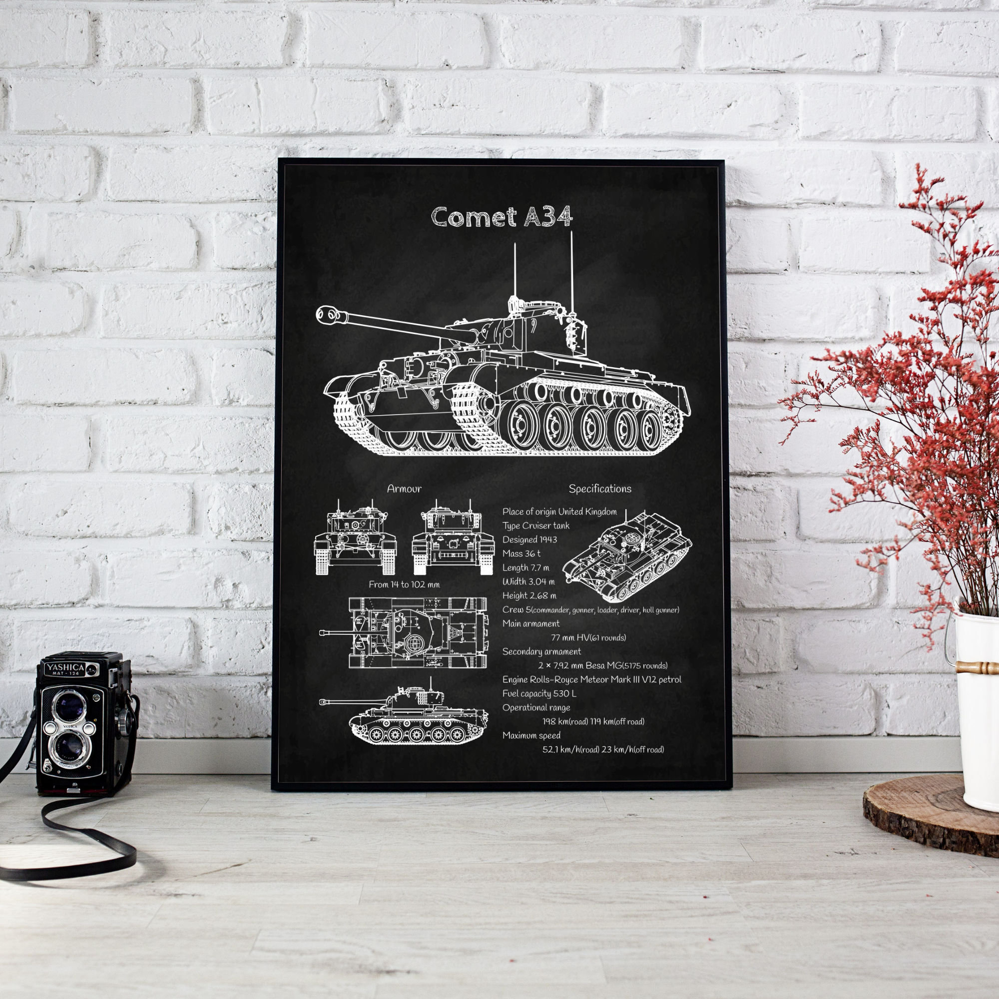 UK Comet A34 Tank WW2 Blueprint Poster Wall Art - Etsy