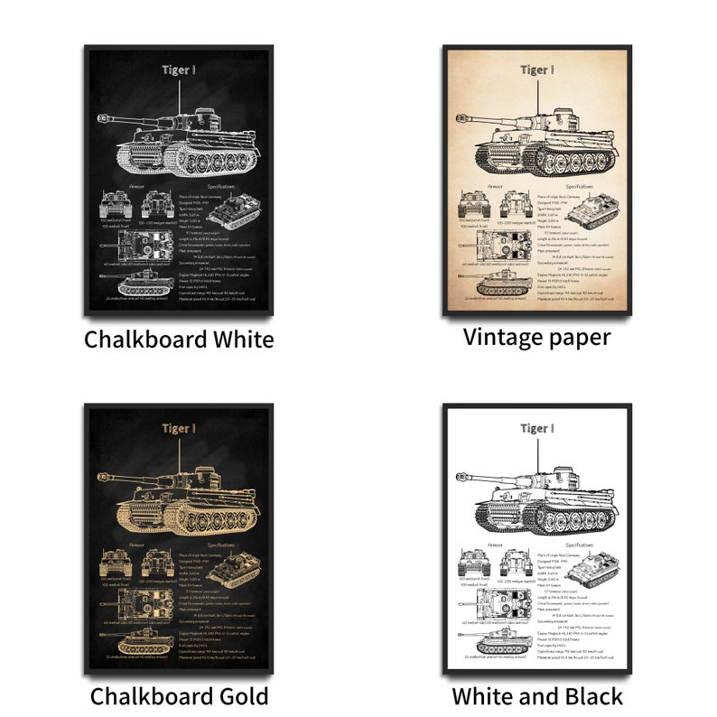 Tiger I Tank Blueprint Poster — WWII German Heavy Tank Wall Art for ...