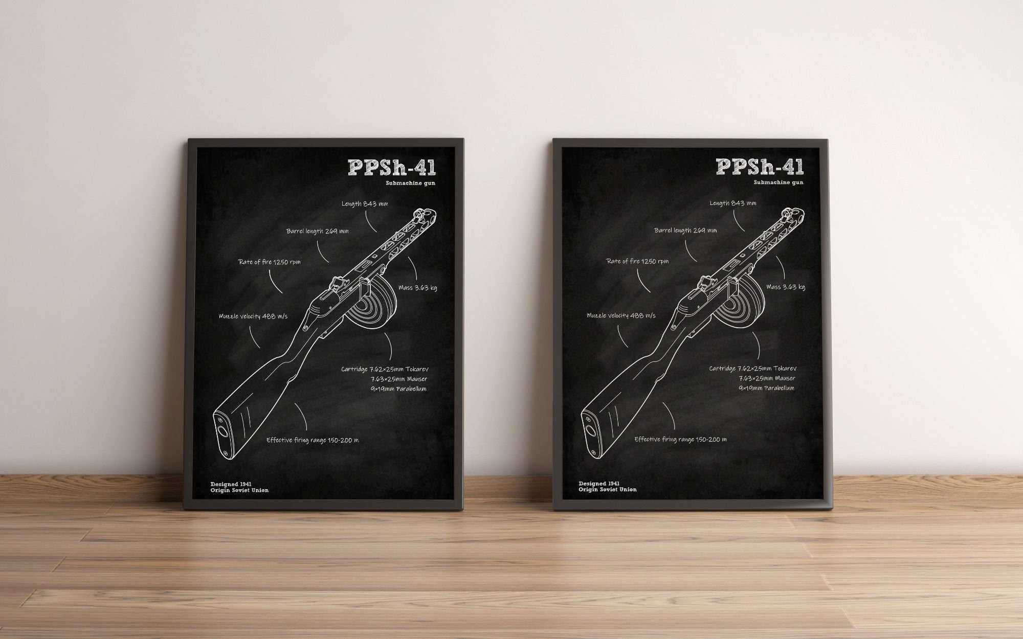 Soviet Ppsh-41 Submachine Gun Ww2 Blueprint Poster - Etsy