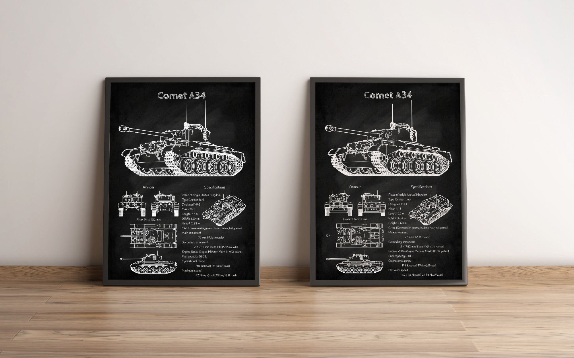UK Comet A34 Tank WW2 Blueprint Poster Wall Art - Etsy