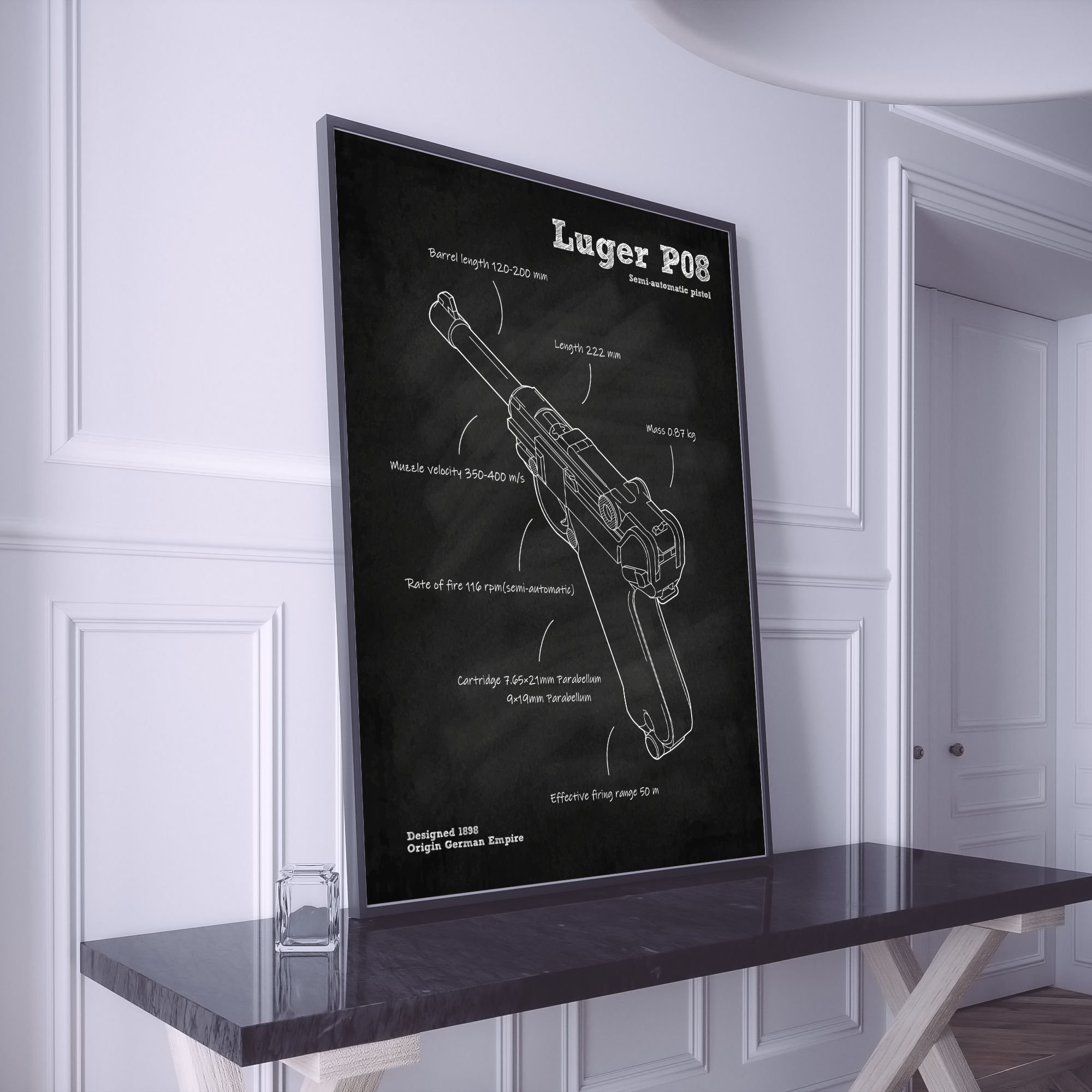 Germany Luger P08 Pistol Weapon Ww1 Blueprint Poster - Etsy