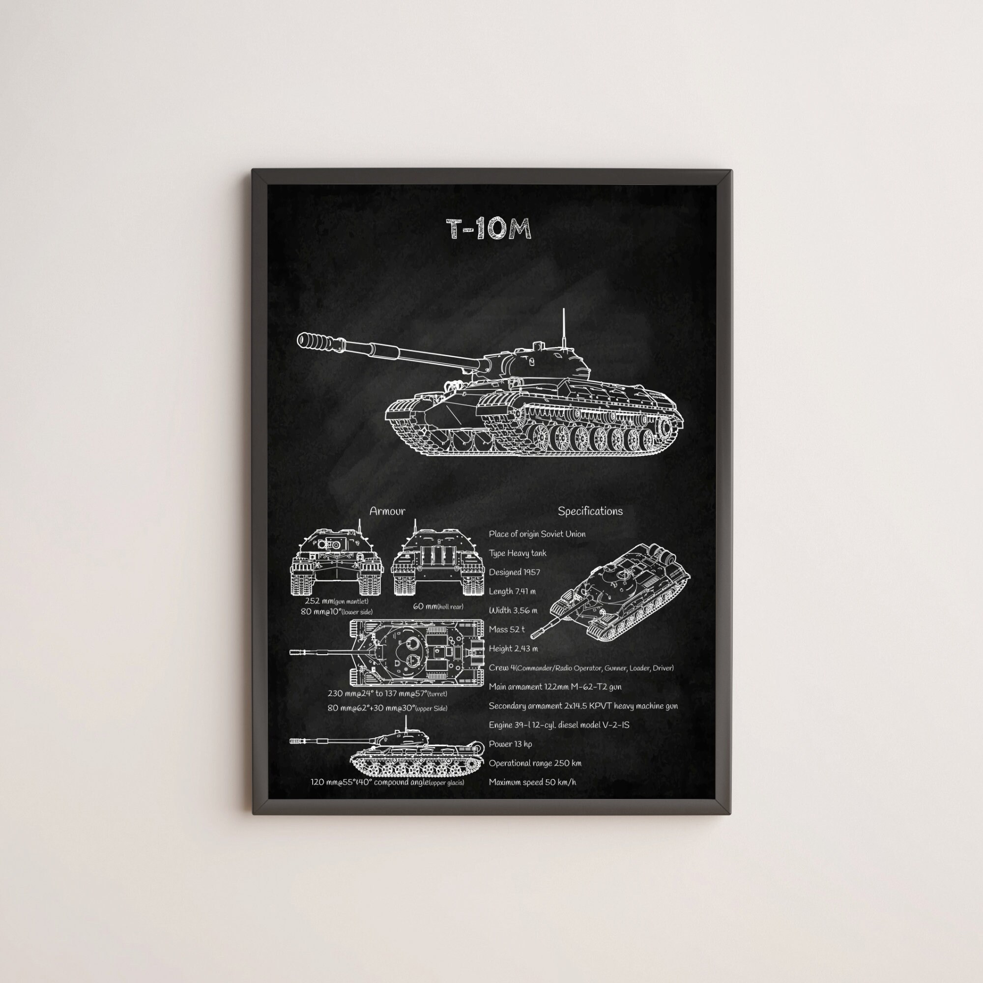 Soviet T-10M Heavy Tank Blueprint Poster - Etsy
