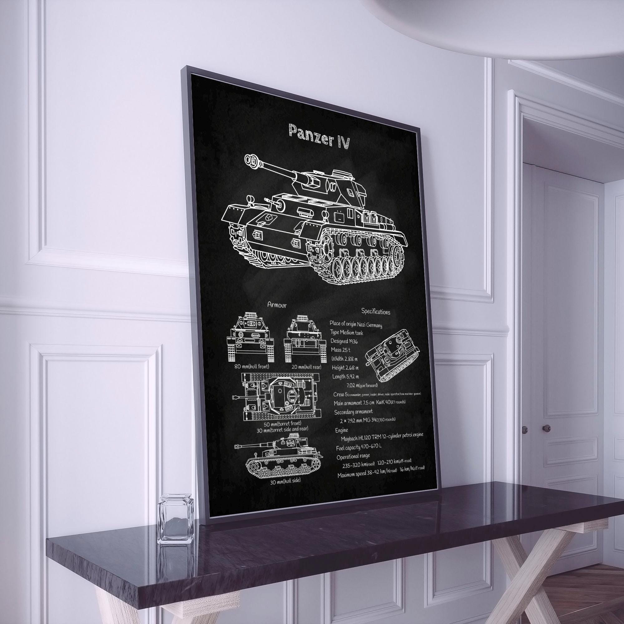 Panzer IV German Ww2 Tank Blueprint Poster Wall Art - Etsy