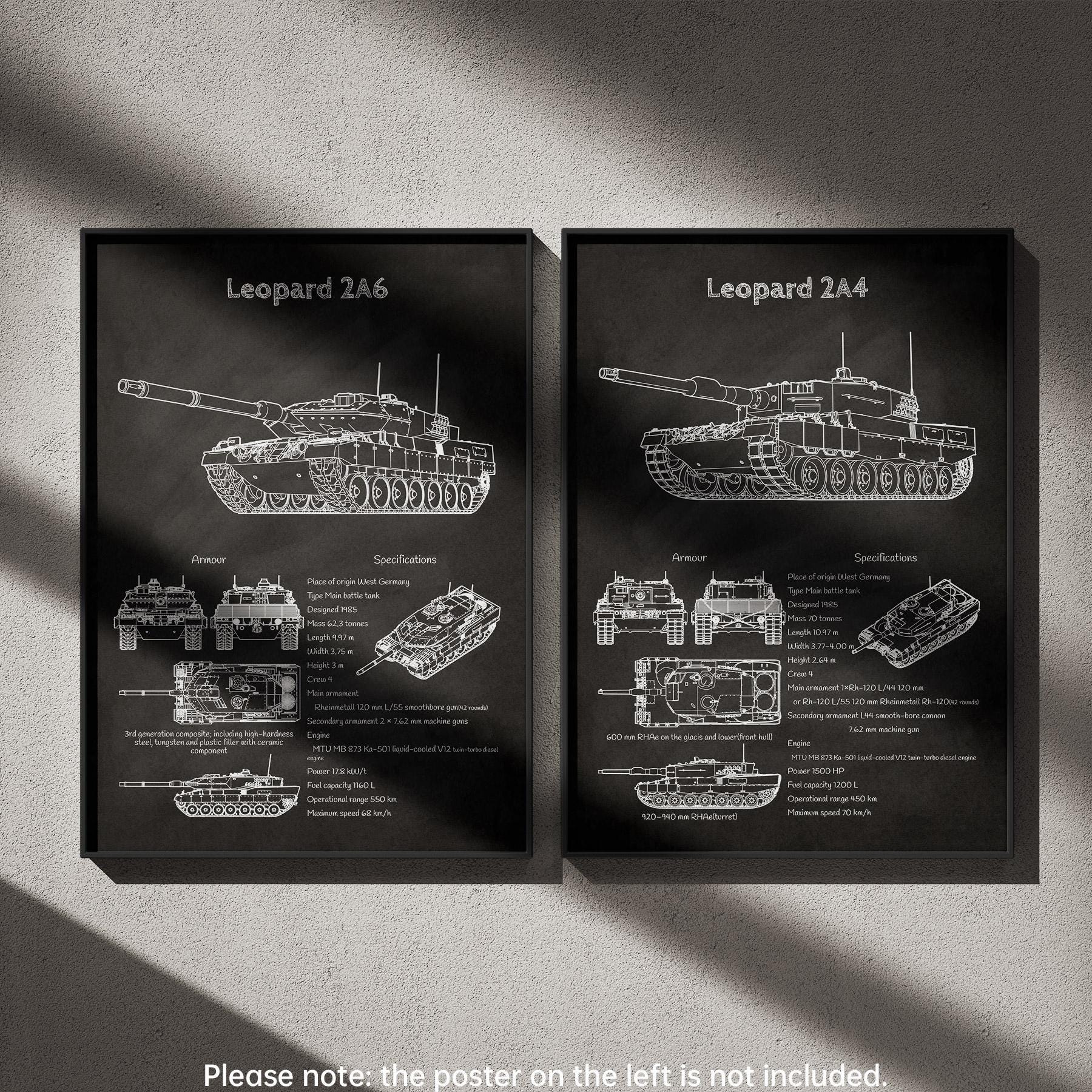 Leopard 2 Tank Blueprint Poster - Military Wall Art - Tank Enthusiast ...
