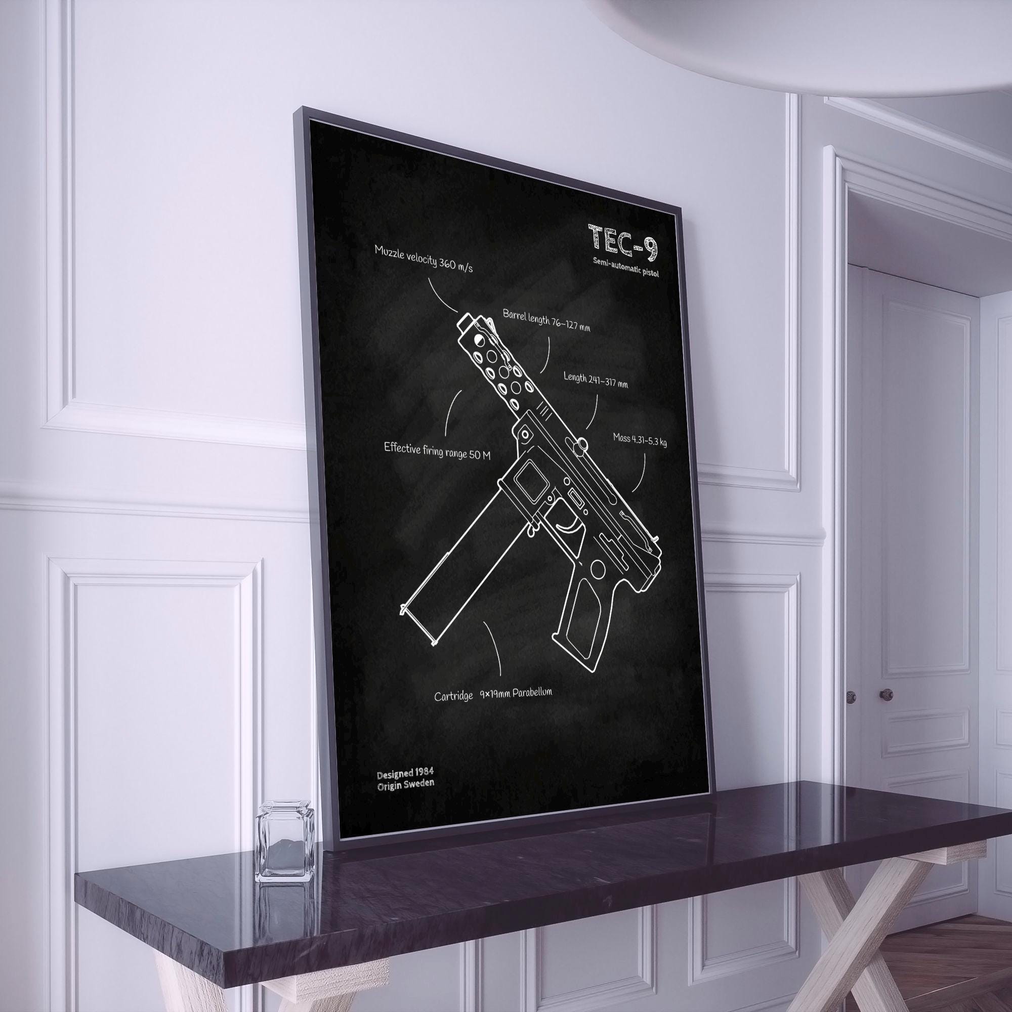 Sweden TEC-9 Pistol Gun Blueprint Poster Wall Art - Etsy