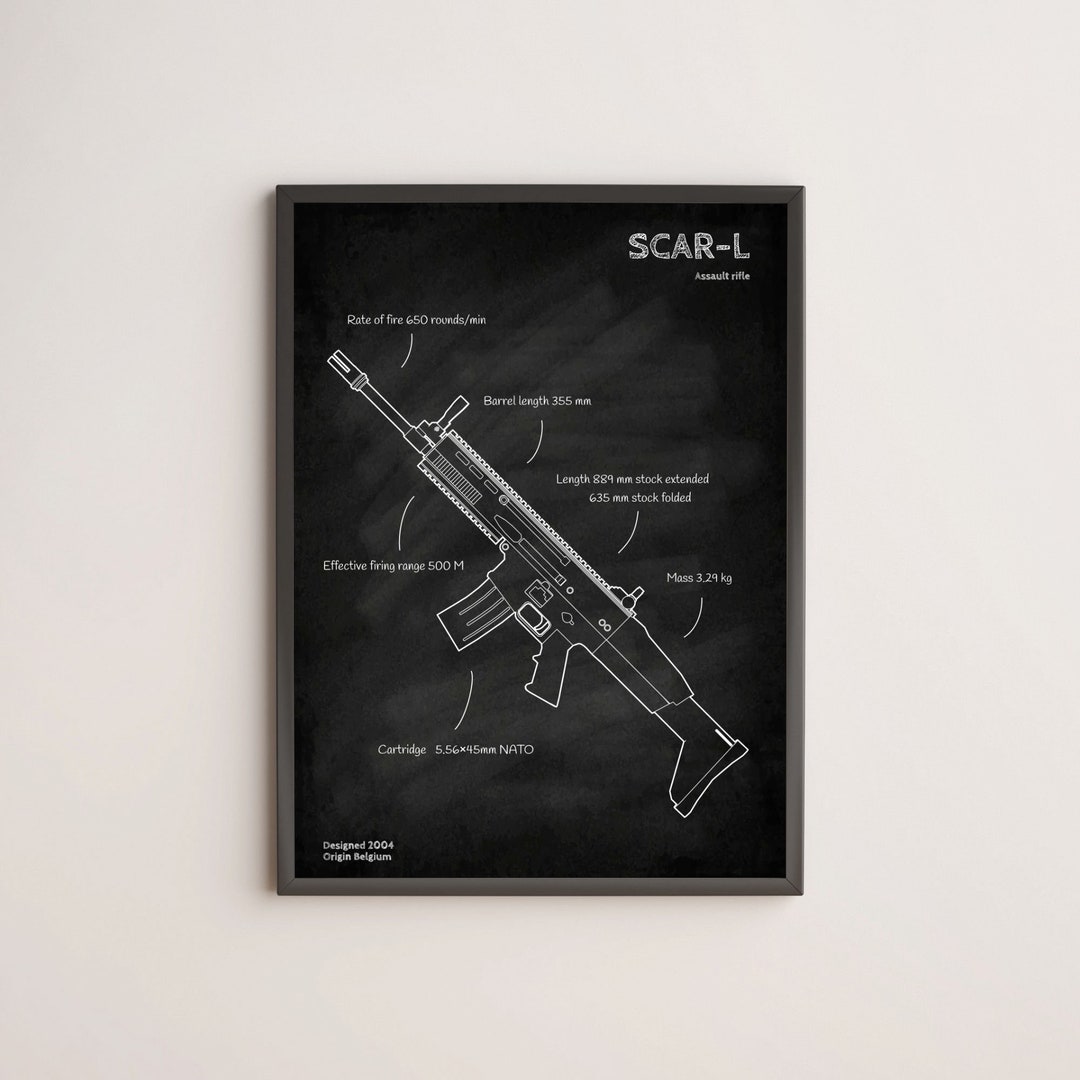SCAR-L/20S Assault Rifle Gun Blueprint Poster Wall Decor - Etsy
