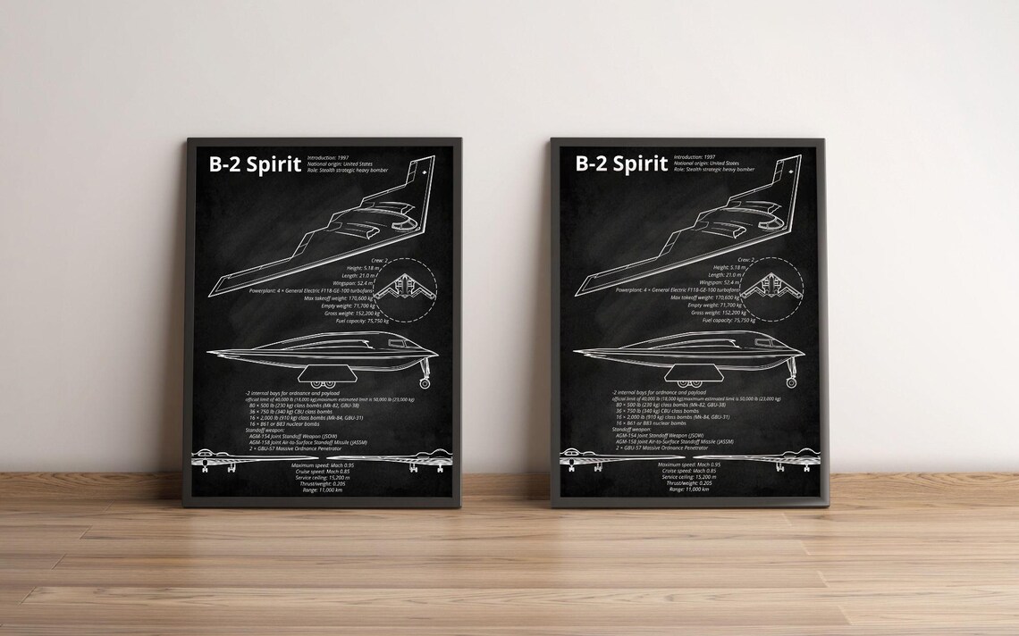 B-2 Spirit Stealth Bomber Blueprint Poster Wall Decor - Etsy