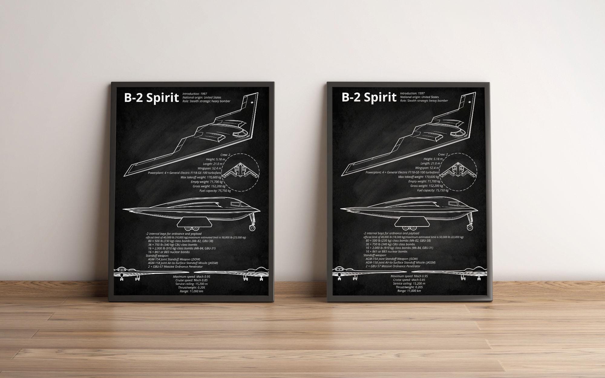 B-2 Spirit Stealth Bomber Blueprint Poster Wall Decor - Etsy