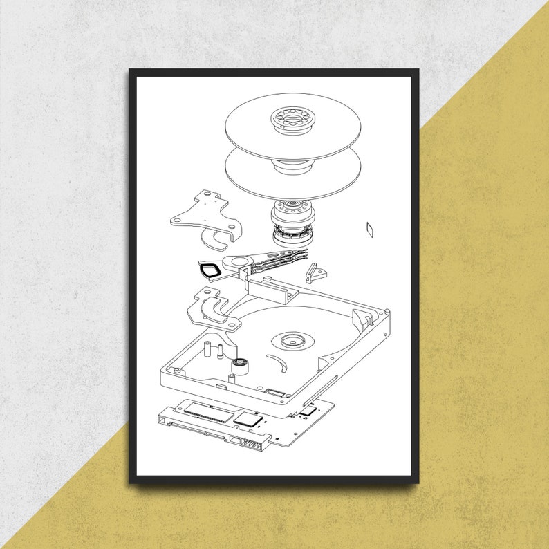 Hard Disk Drive Blueprint Wall Decor Poster - Etsy