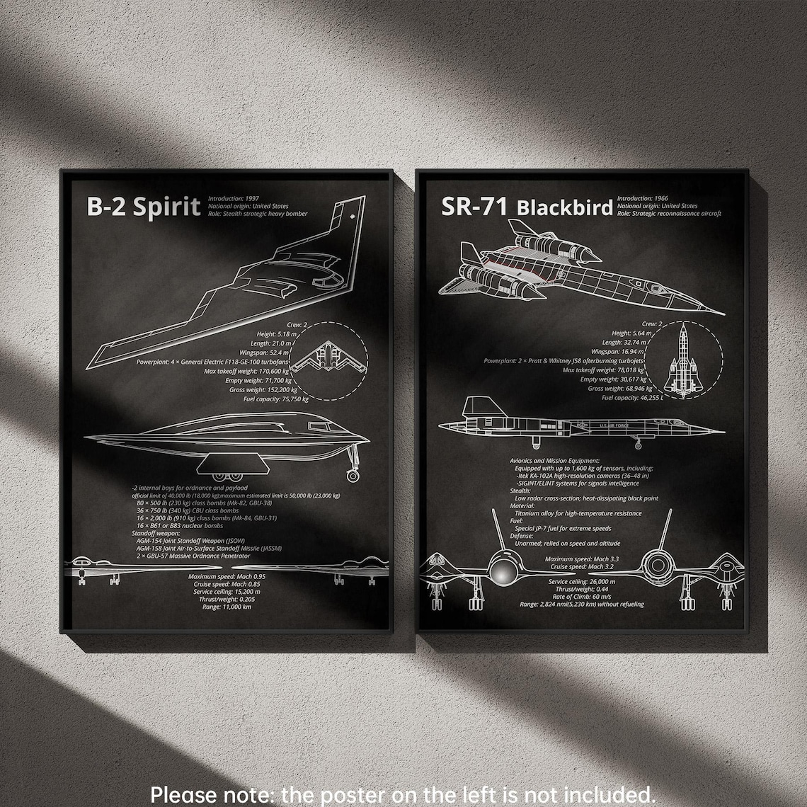 SR-71 Blackbird Blueprint Poster | Cold War Spy Plane Wall Art for ...