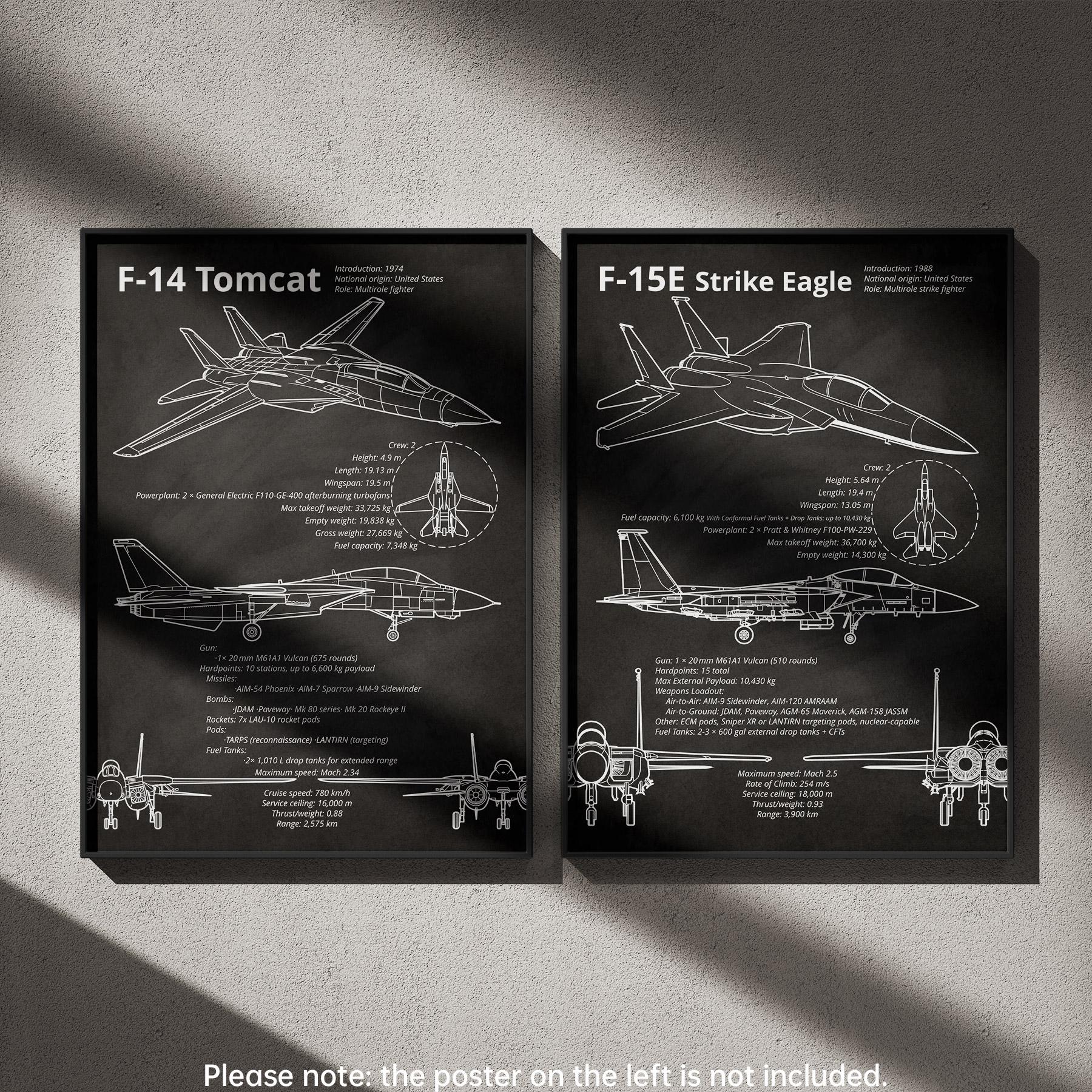 F-15E Strike Eagle Blueprint Poster — Twin-engine Fighter Jet Wall Art ...