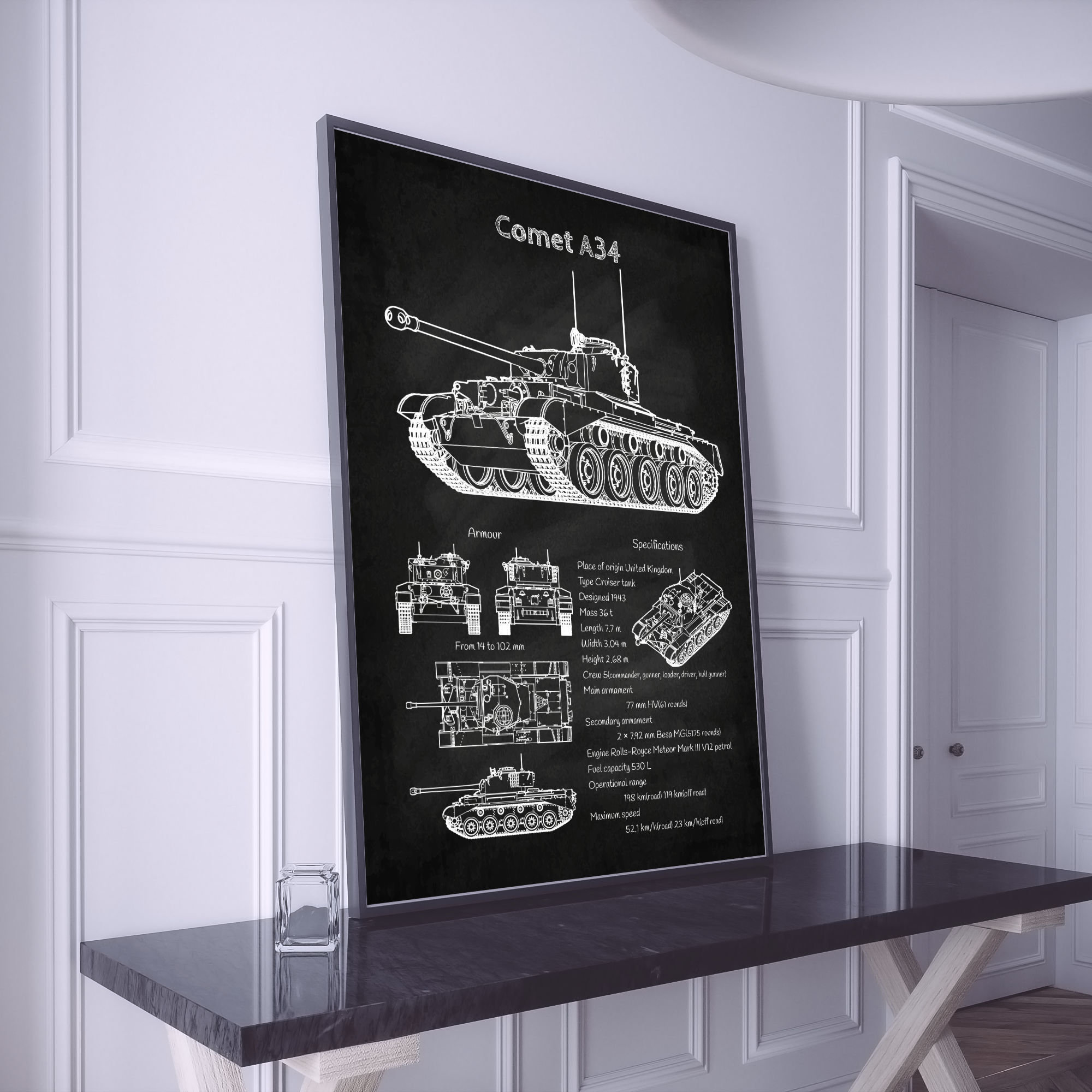 UK Comet A34 Tank WW2 Blueprint Poster Wall Art - Etsy