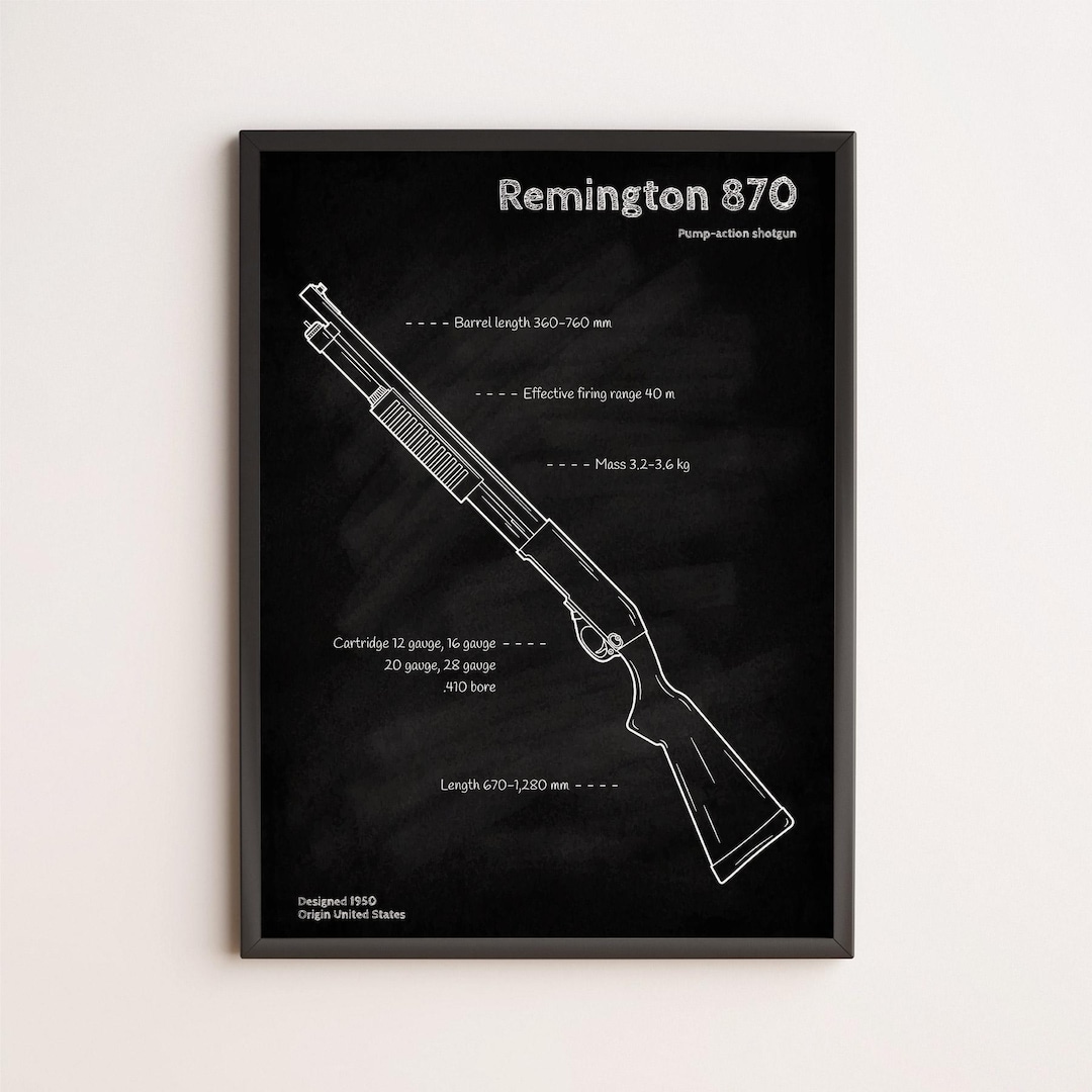 Remington Model 870 Shotgun Blueprint Poster | Classic Pump-action ...
