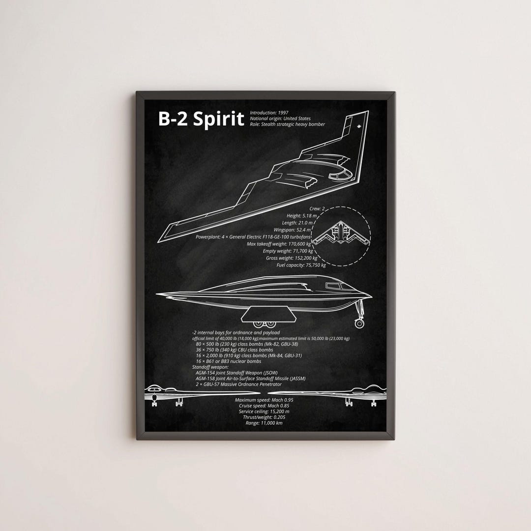B-2 Spirit Stealth Bomber Blueprint Poster Wall Decor - Etsy