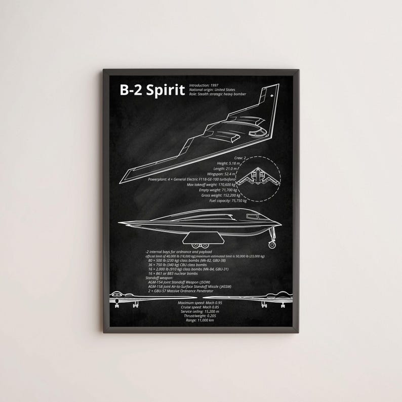 B-2 Spirit Stealth Bomber Blueprint Poster Wall Decor - Etsy
