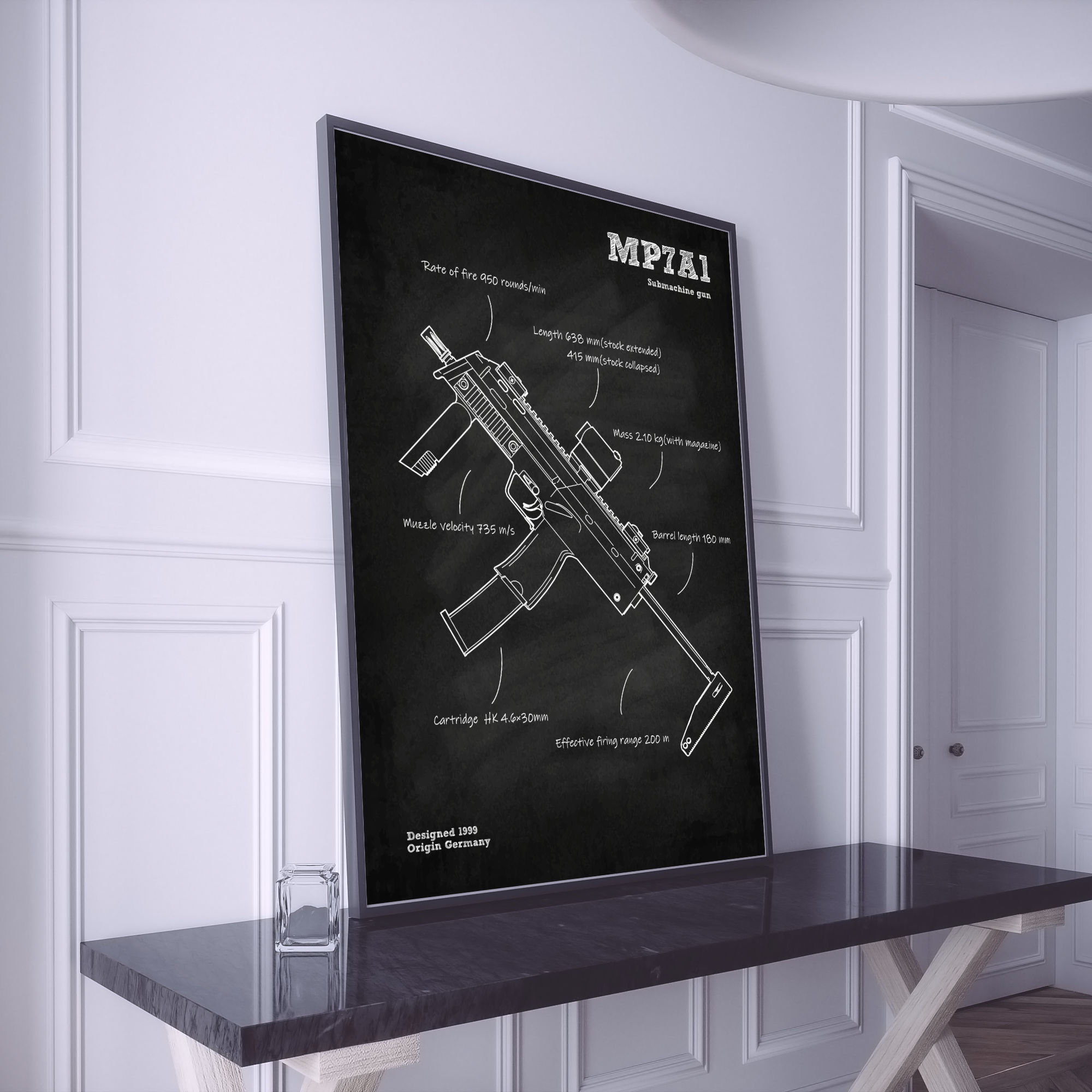 Germany MP7 Submachine Gun Blueprint Poster - Etsy