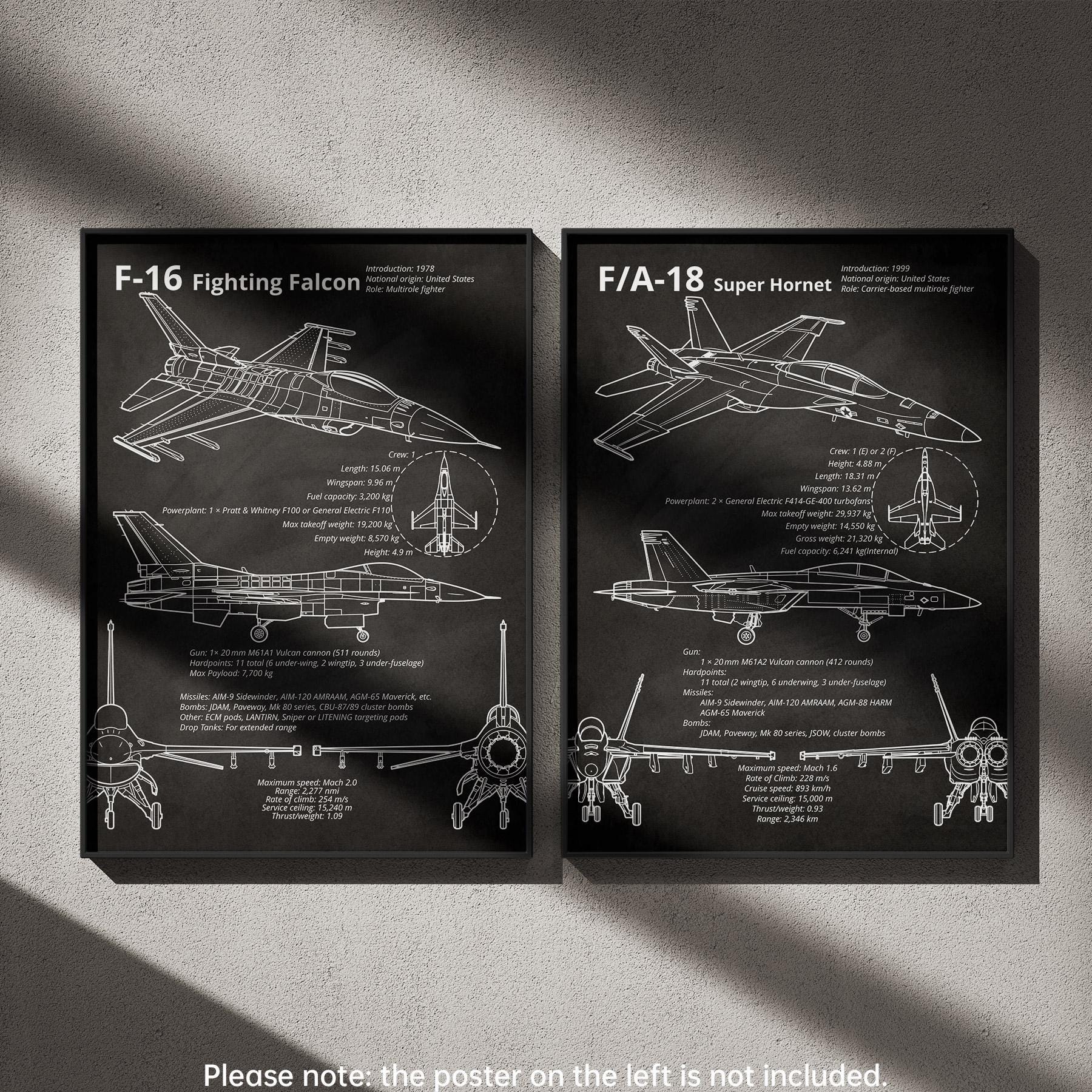 F/A-18 Super Hornet Blueprint Poster — Modern Carrier Fighter Jet Wall ...