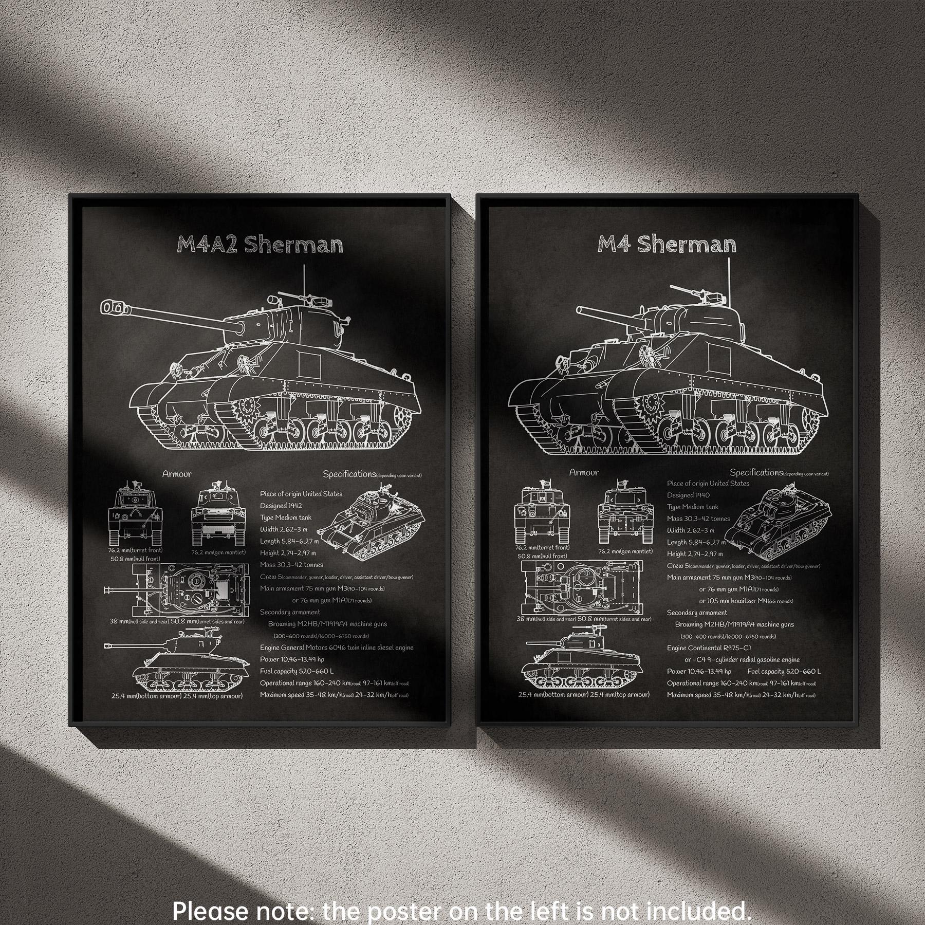 M4 Sherman Blueprint Gift - Vintage Military Tank Art Poster - Etsy