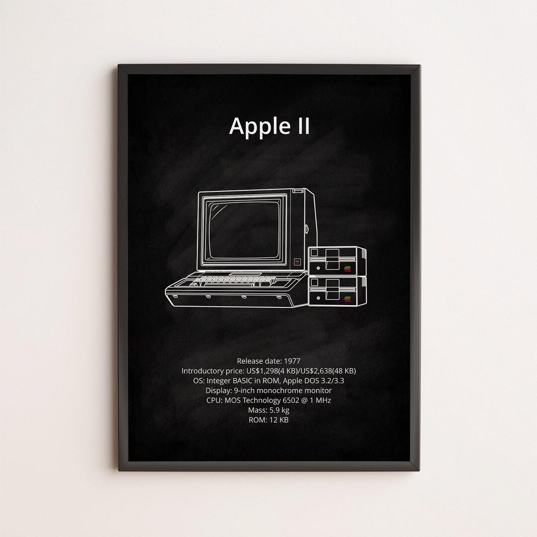 Apple II Blueprint Poster – Retro Apple Computer Wall Art – Vintage ...