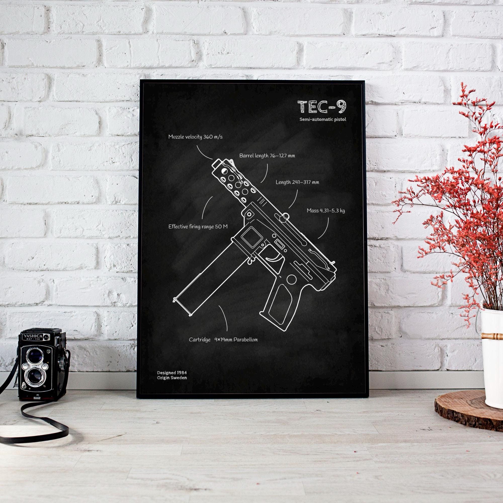 Sweden TEC-9 Pistol Gun Blueprint Poster Wall Art - Etsy