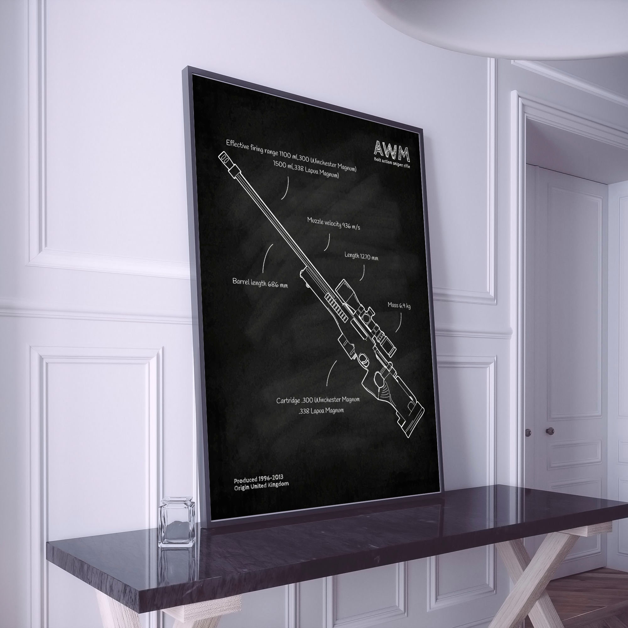 UK AWM Sniper Rifle Gun Blueprint Poster Wall Decor - Etsy