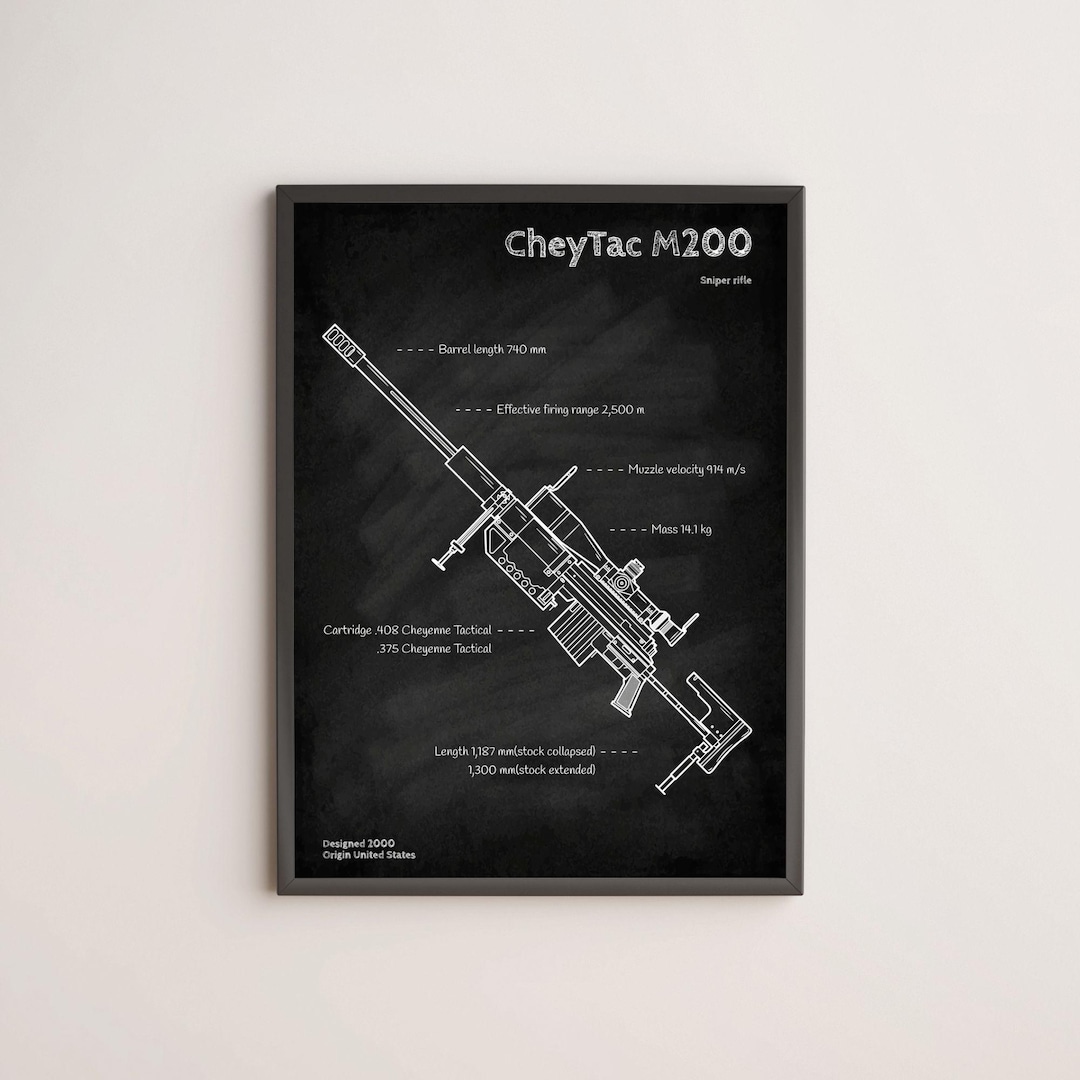 Cheytac M200 Intervention Blueprint Poster | Sniper Rifle Wall Art ...
