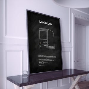 Apple Macintosh Blueprint Poster | Vintage Computer Wall Art for Retro ...