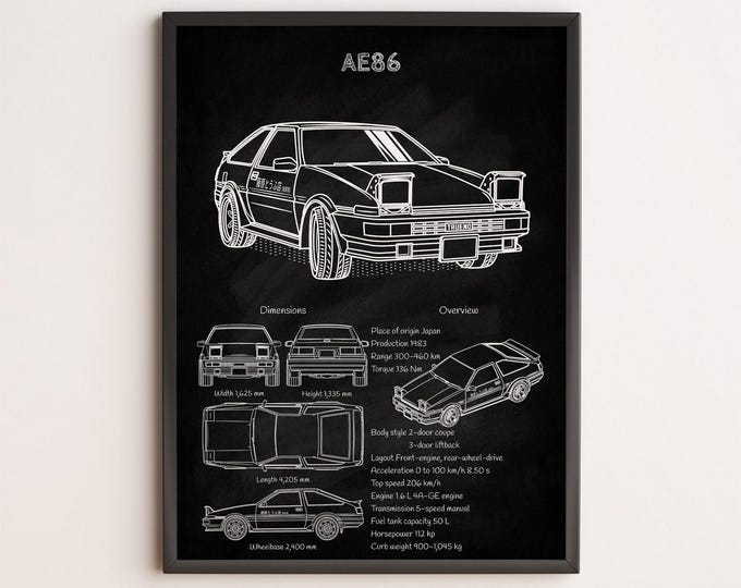 Initial D AE86 Poster – Touge Drift Art Print – JDM Wall Decor for Car ...