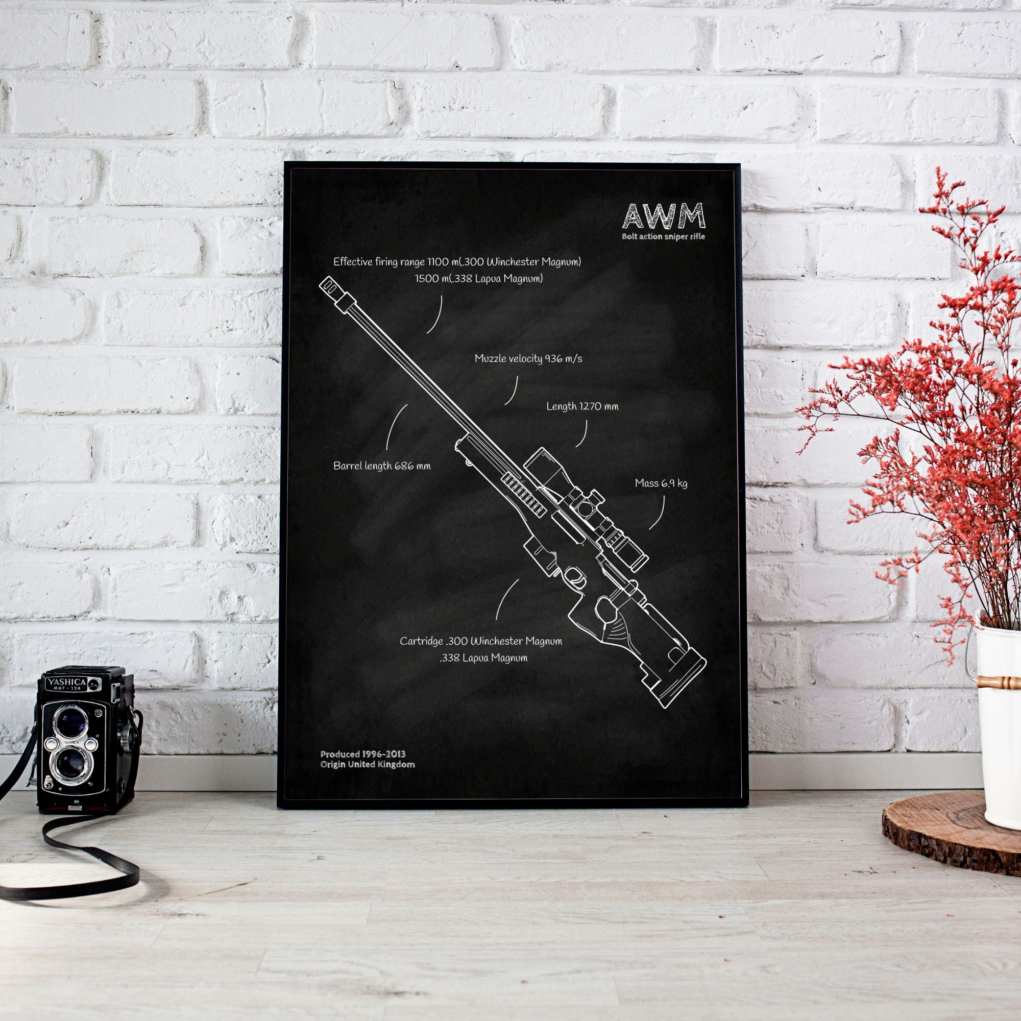 UK AWM Sniper Rifle Gun Blueprint Poster Wall Decor - Etsy