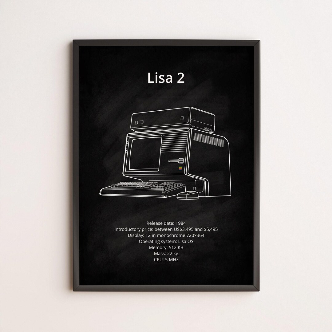Apple Lisa Computer Blueprint Poster | Vintage Tech Wall Art for Retro ...