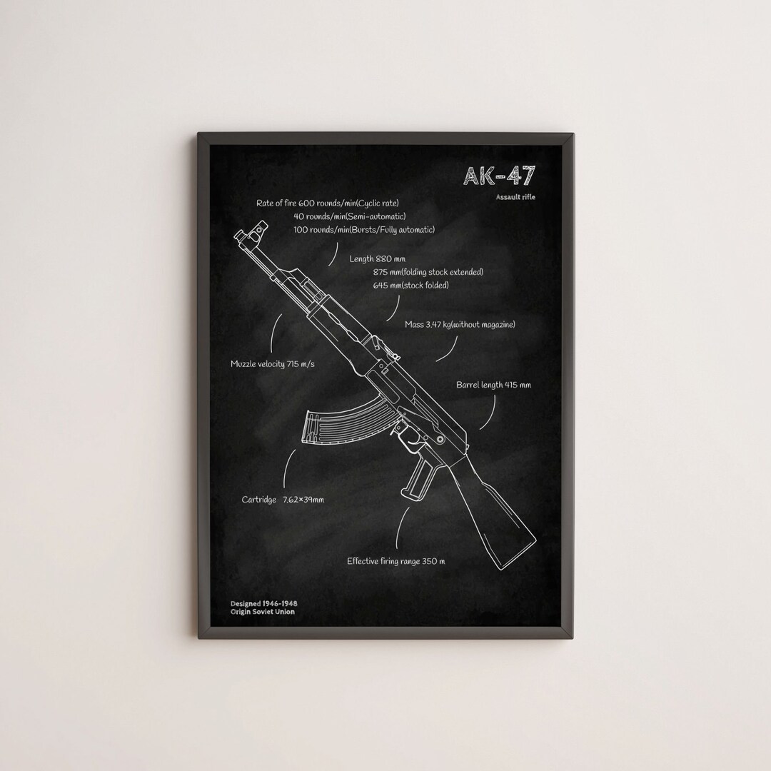 Soviet AK47 Assault Rifle Blueprint Poster Wall Decor - Etsy