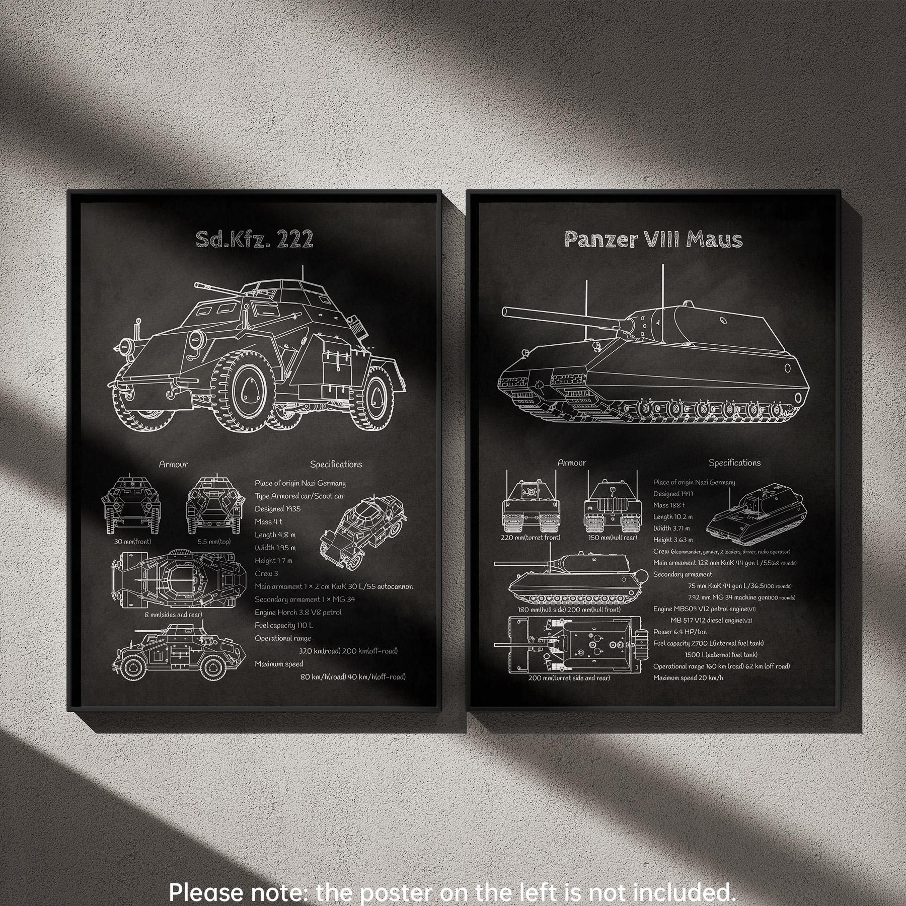 Panzer VIII Maus Tank Blueprint Poster - WW2 German Super Heavy Tank ...