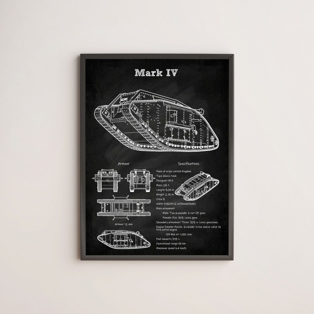 Mark IV Tank of the WW1 Blueprint Poster - Etsy