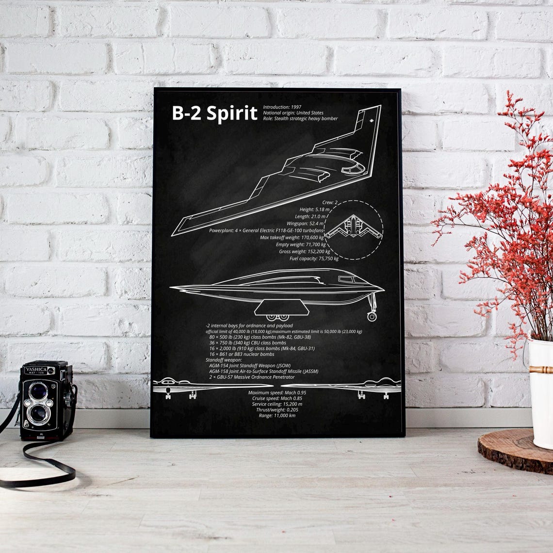 B-2 Spirit Stealth Bomber Blueprint Poster Wall Decor - Etsy