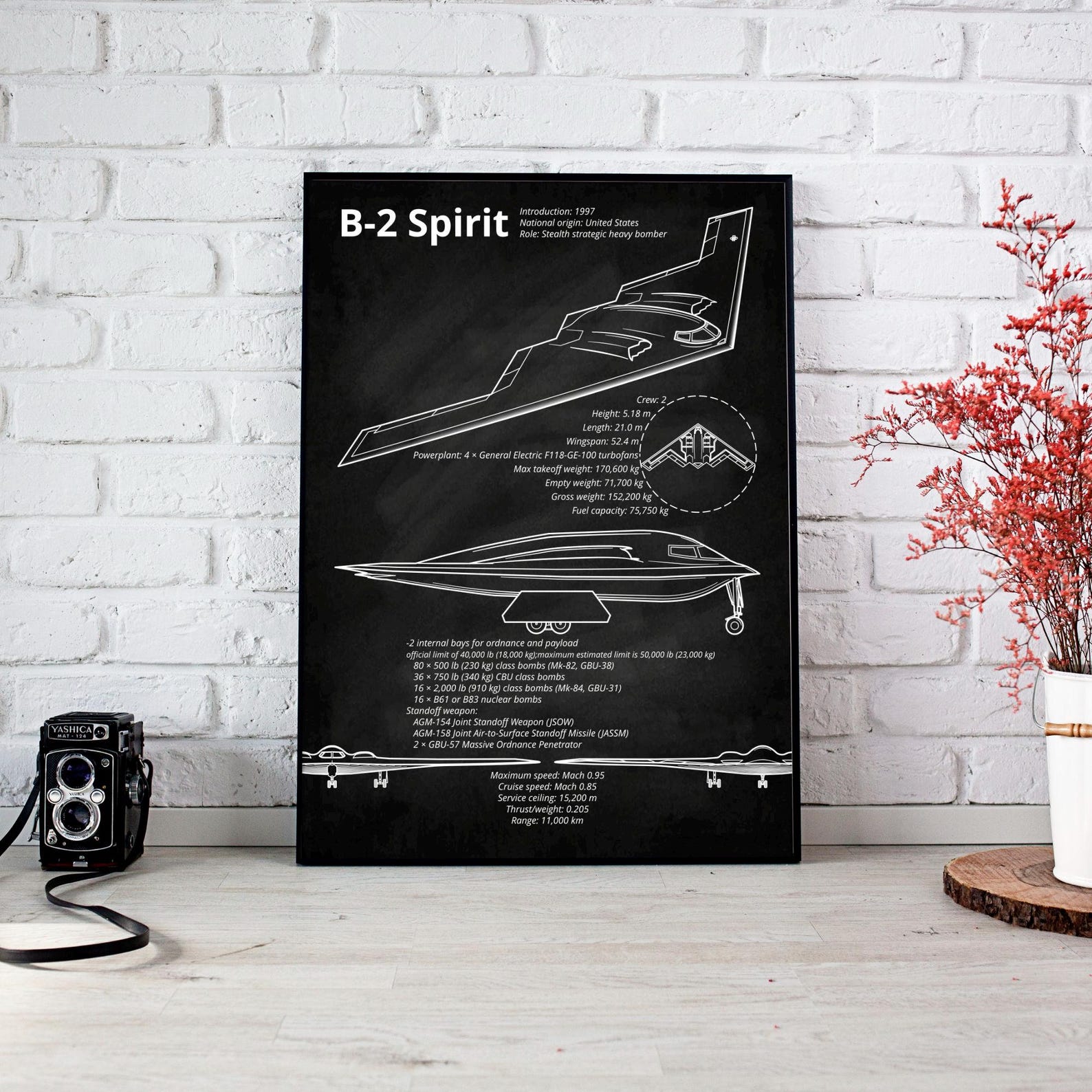 B-2 Spirit Stealth Bomber Blueprint Poster Wall Decor - Etsy