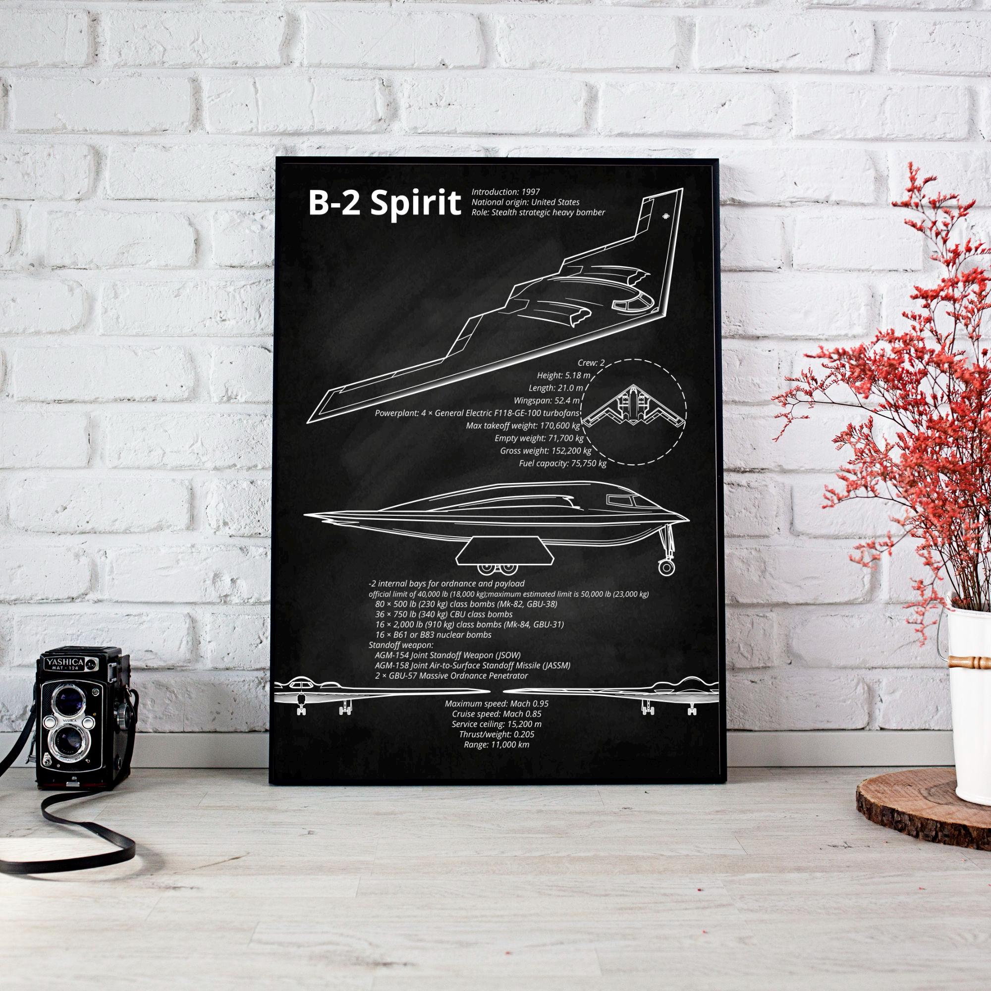 B-2 Spirit Stealth Bomber Blueprint Poster Wall Decor - Etsy