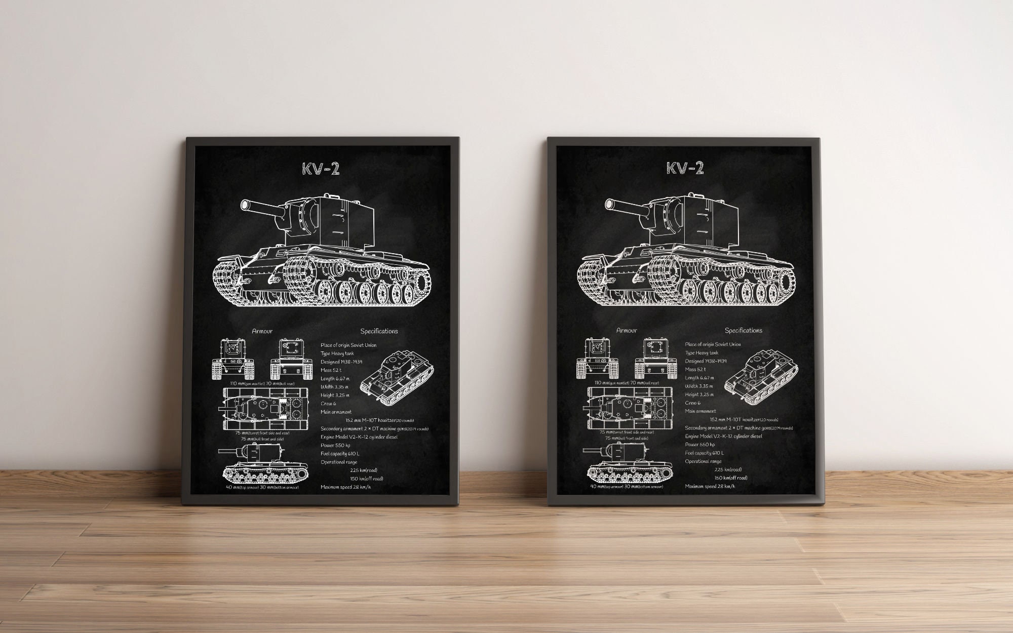 Soviet KV-2 Heavy Tank Blueprint WW2 Poster Wall Decor - Etsy