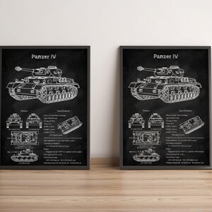 Panzer IV Blueprint Poster | WWII German Tank Wall Art for Military ...