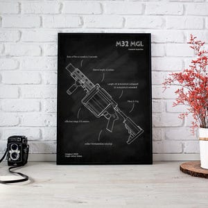 US Army M32 MGL Granatwerfer blueprint Poster Wanddeko - Etsy.de