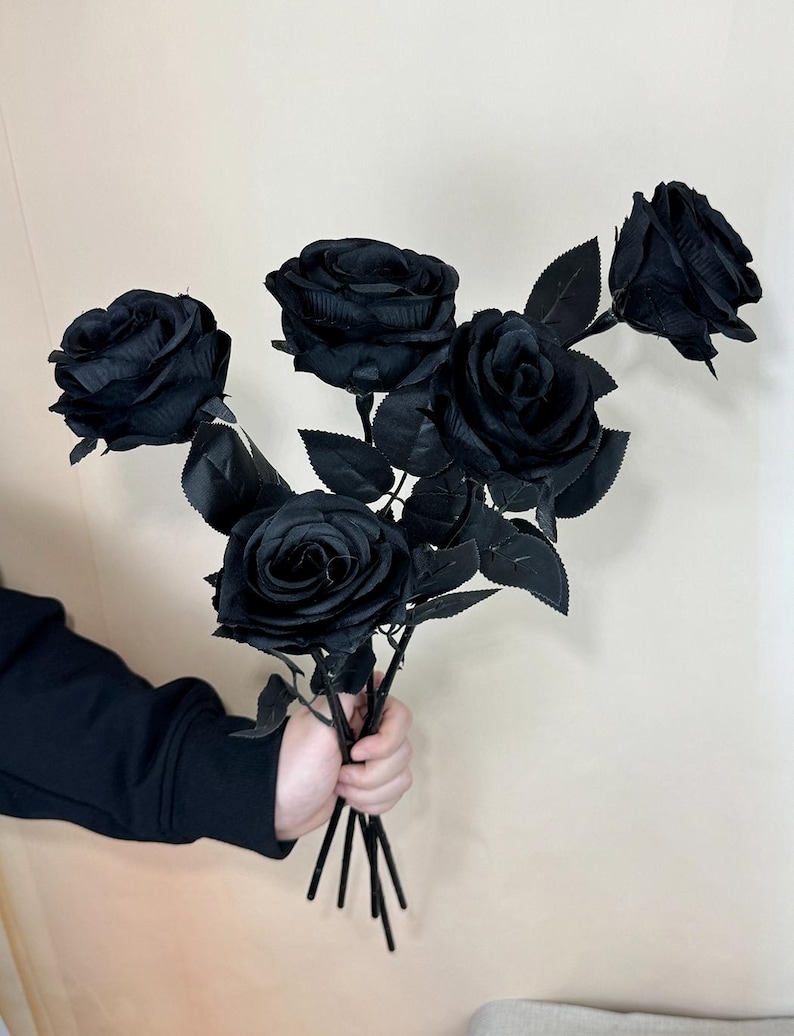 Artificial Black Roses Flower，fake Silk Flower，artificial Black Flower ...