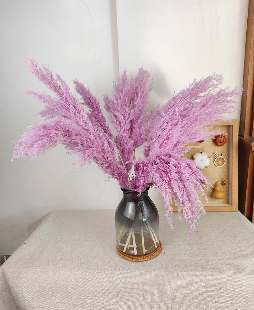 Pink Purple Pampas Grass Bunch, Natural Dried Pampas Grass Decor,, Vase ...