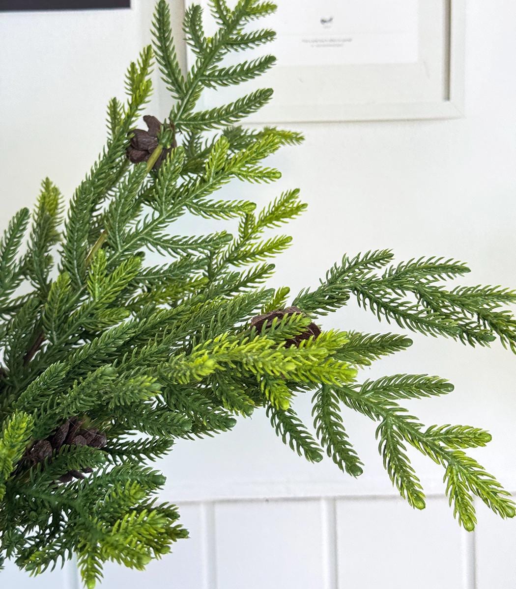 Artificial Pine Branch With Cones，21 Inch，real Touch Green Plants ...