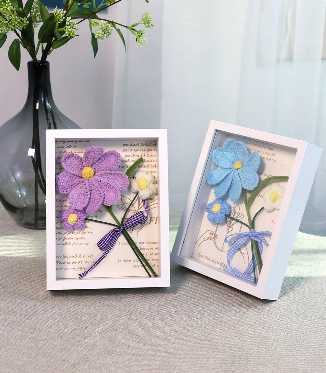 Crochet Flower Frame, Woven Gesang Flower,handmade Frame，desktop ...