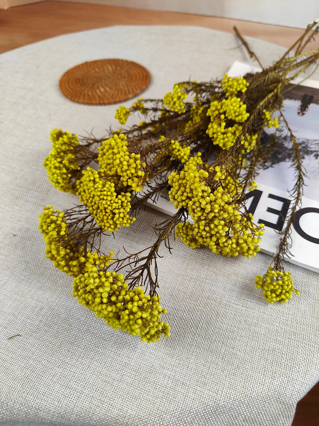 Yellow Rice Flowers Bunch, High Quality Dried Flower Bouquets, Home ...