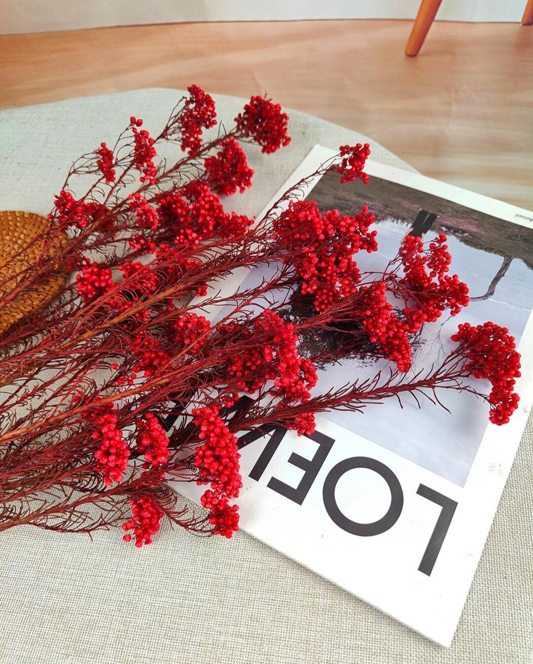 Preserved Red Rice Flower, Dried Flower Bouquet, DIY Craft Supply ...