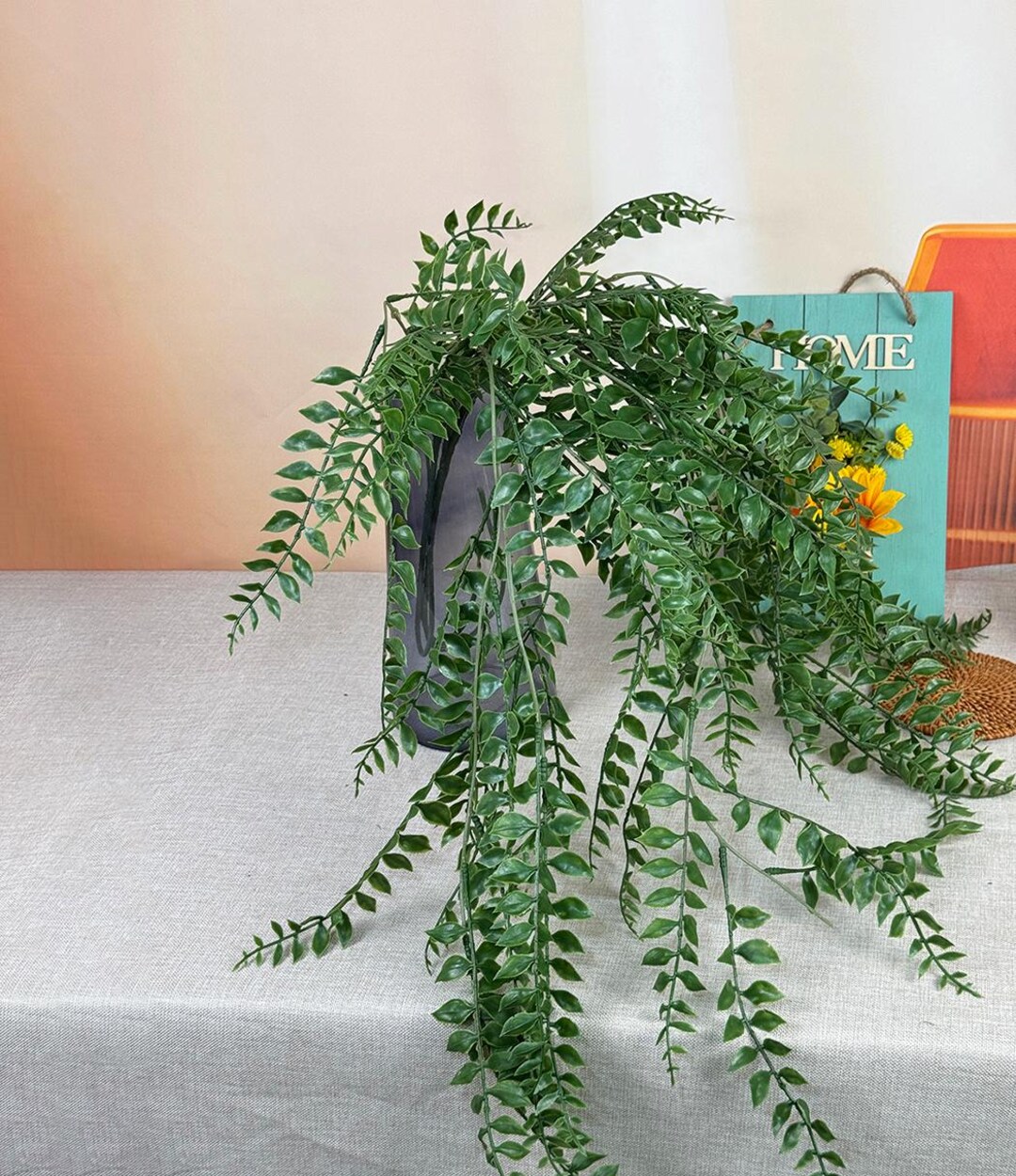 45‘’ Artificial Fern Leaf Vines, Hanging Grass, Artificial Plants, Wall ...