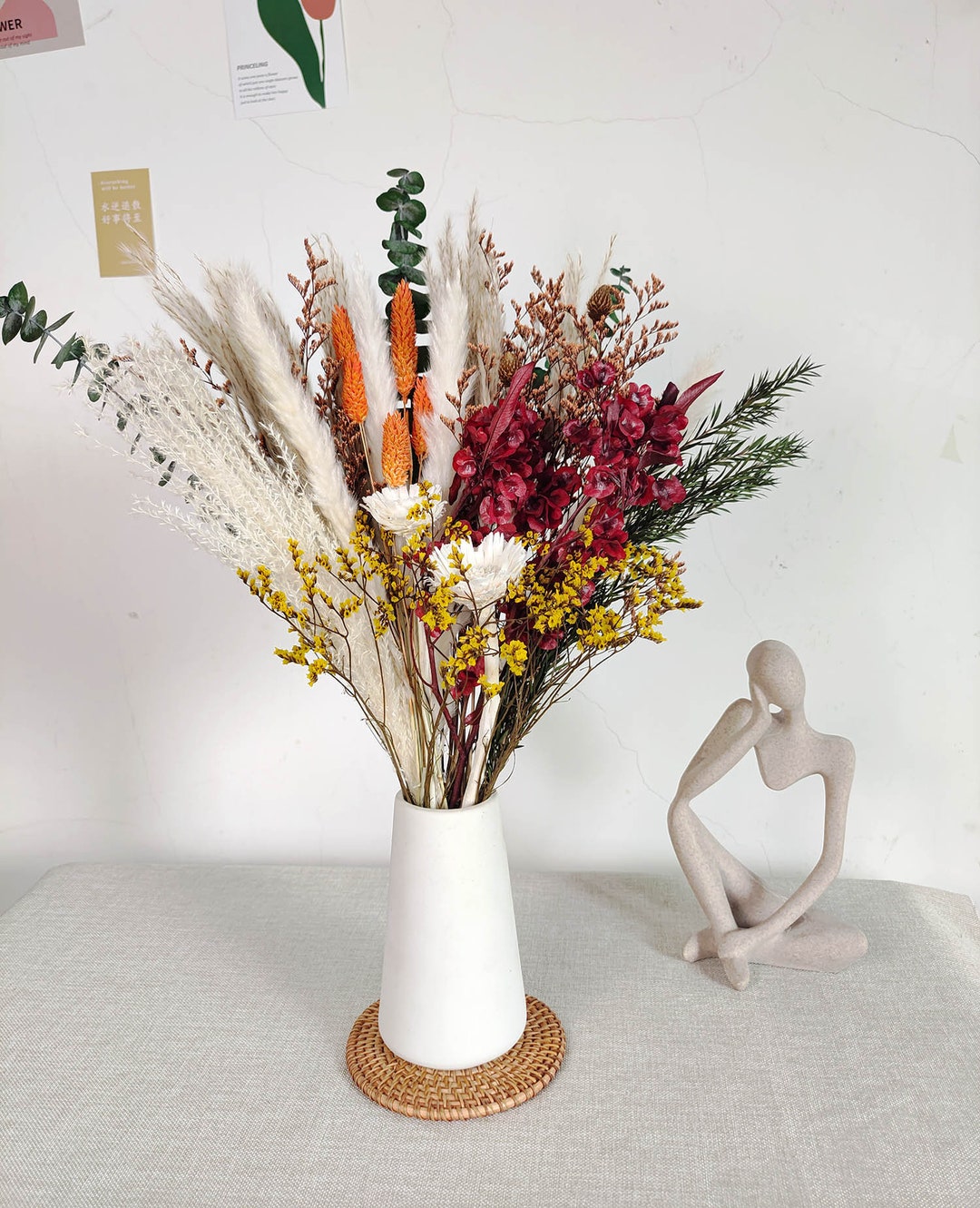 Dried Flower Bouquet Large natural Flowerdry Flower in Vasevase ...